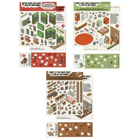 Office | Set Of 3 3d Stacking Stickers Grocery Store Bakery And ...